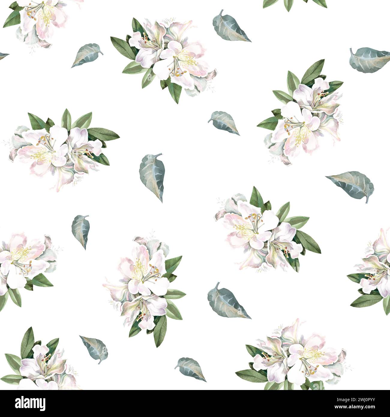 seamless pattern with isolated white flowers on white flower backdrop ...