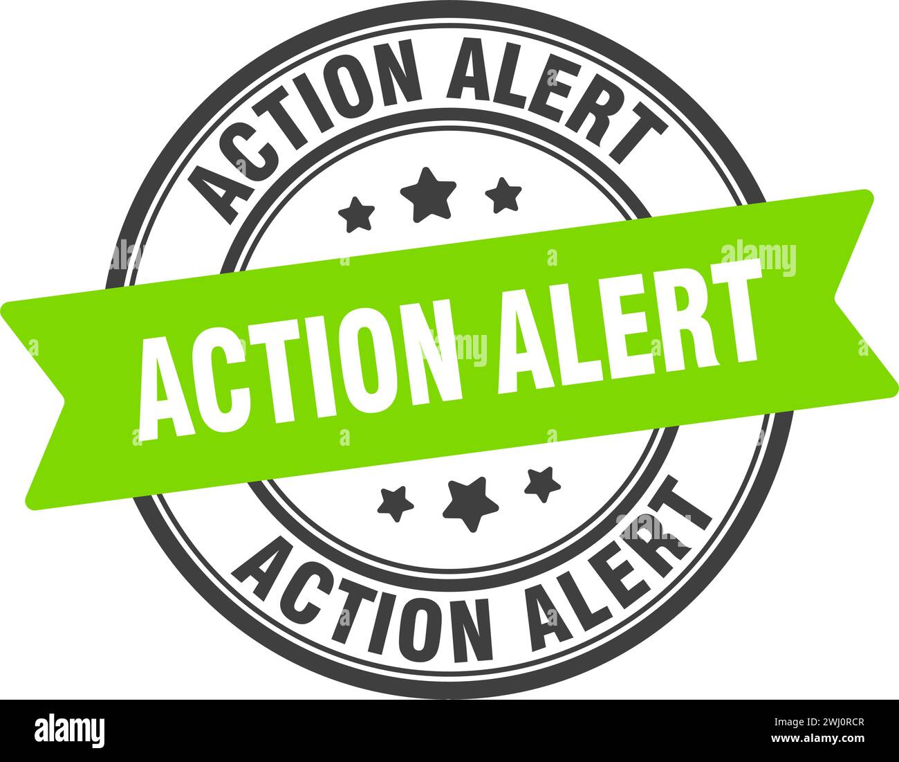 action alert stamp. action alert round sign. label on transparent ...