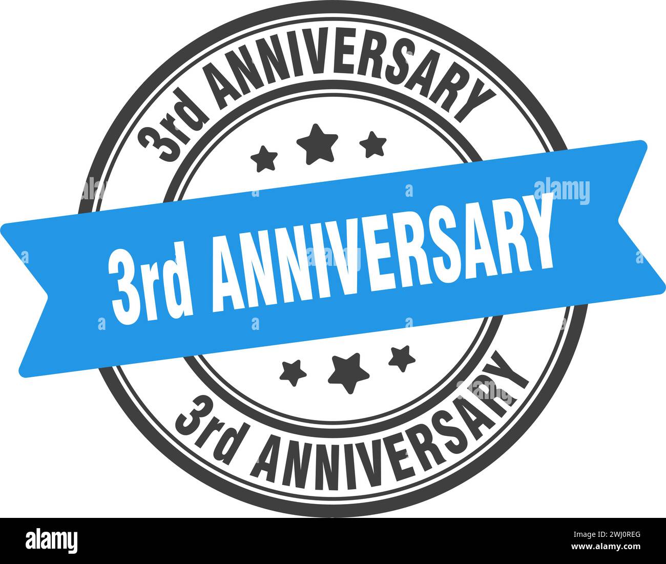 3rd anniversary stamp. 3rd anniversary round sign. label on transparent ...