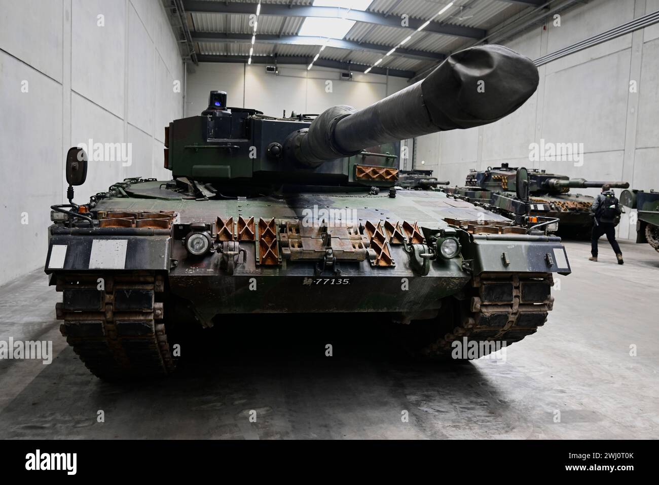 A view of a Leopard 2 tank at a production line as German Chancellor ...