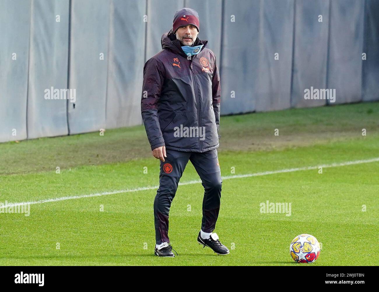 Manchester City manager Pep Guardiola during a training session at the ...