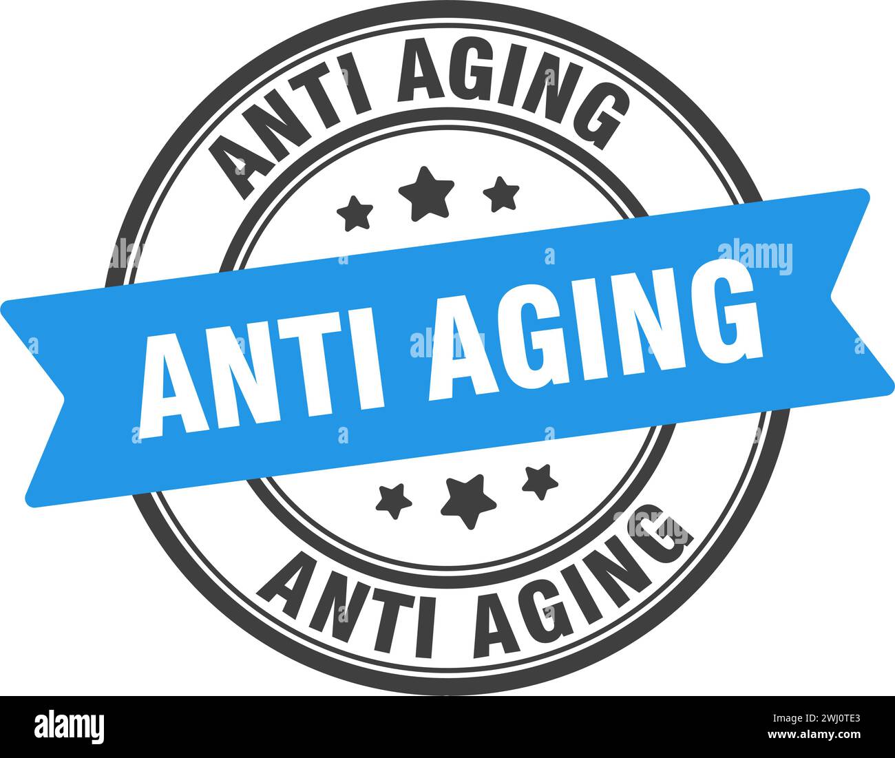 anti aging stamp. anti aging round sign. label on transparent ...