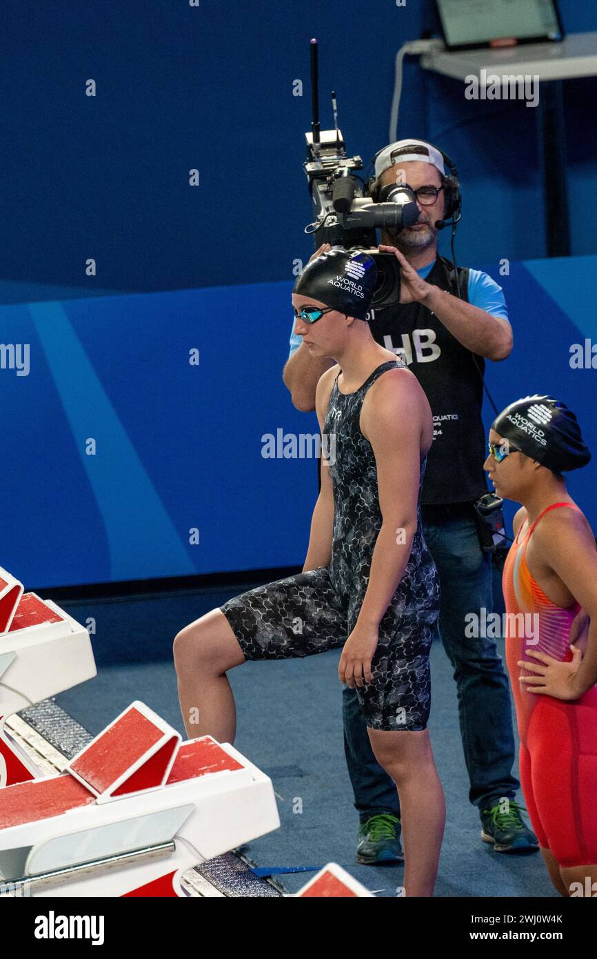 Doha, Qatar. 12th Feb, 2024. Taeyanna Adams of Micronesia competes in ...