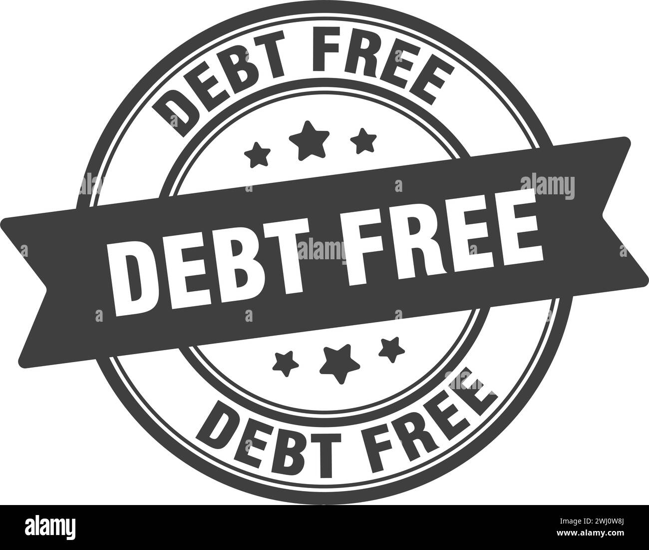 debt free stamp. debt free round sign. label on transparent background ...