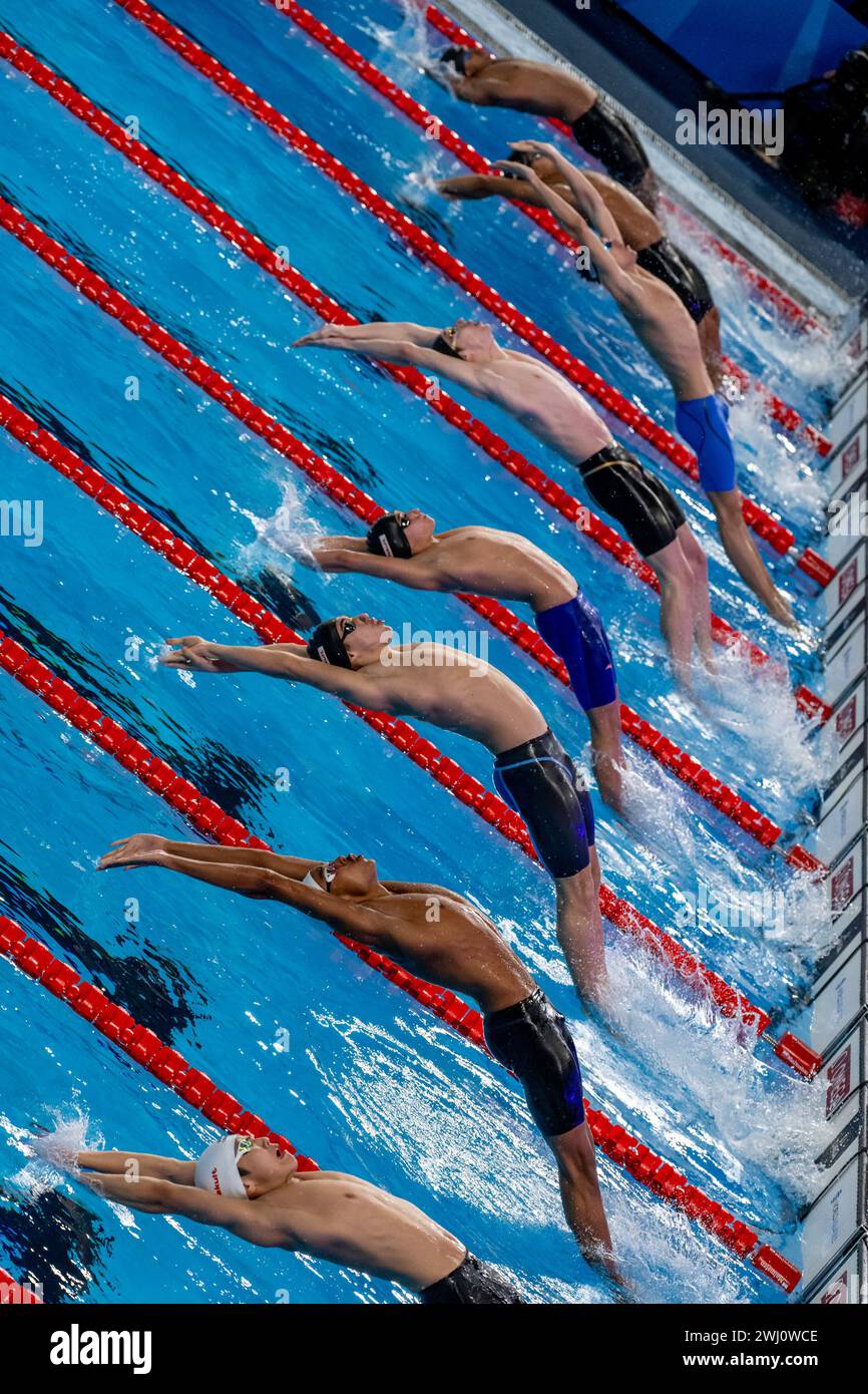 Doha, Qatar. 12th Feb, 2024. Start of 2nd heat of the swimming 100m ...