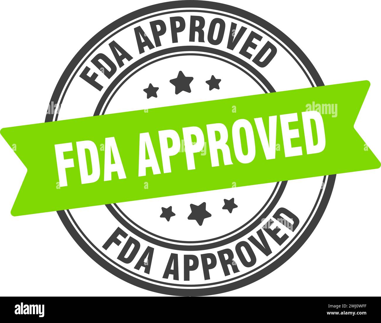 fda approved stamp. fda approved round sign. label on transparent ...
