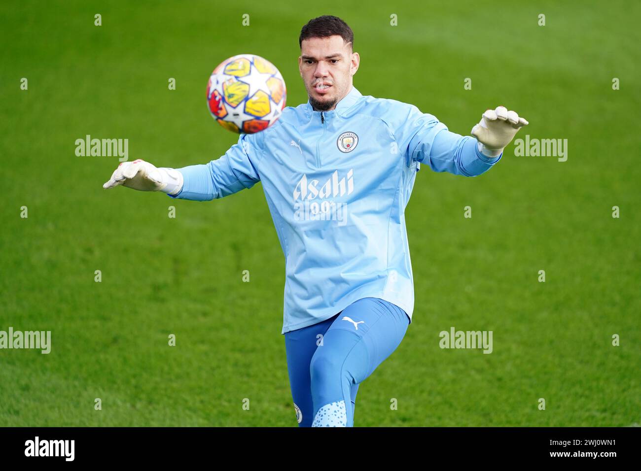 Manchester City goalkeeper Ederson during a training session at the ...