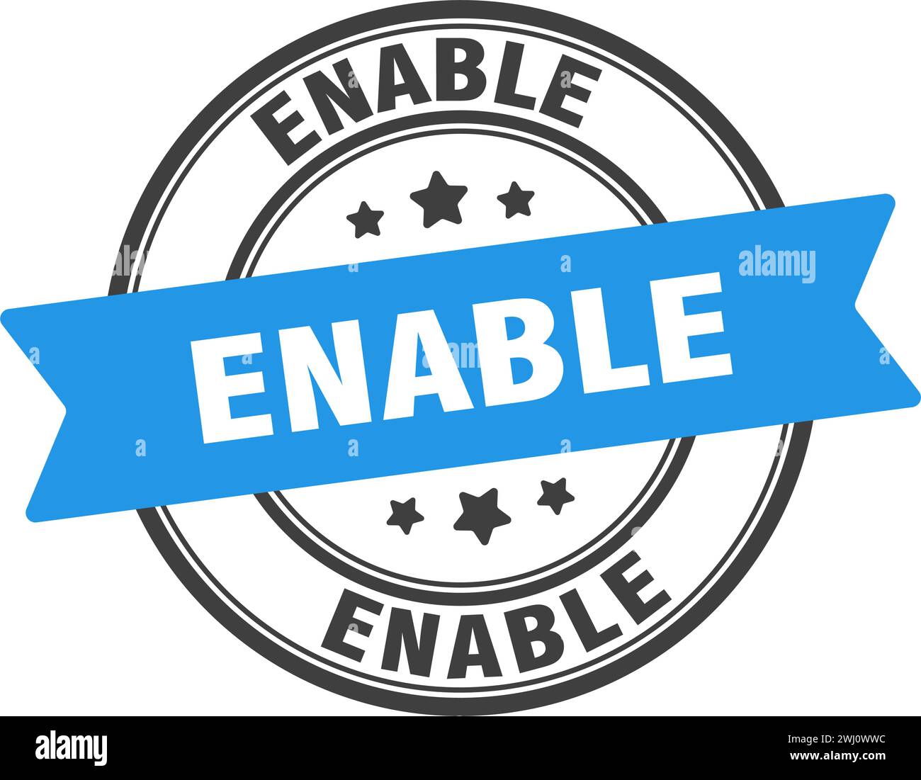 enable stamp. enable round sign. label on transparent background Stock ...