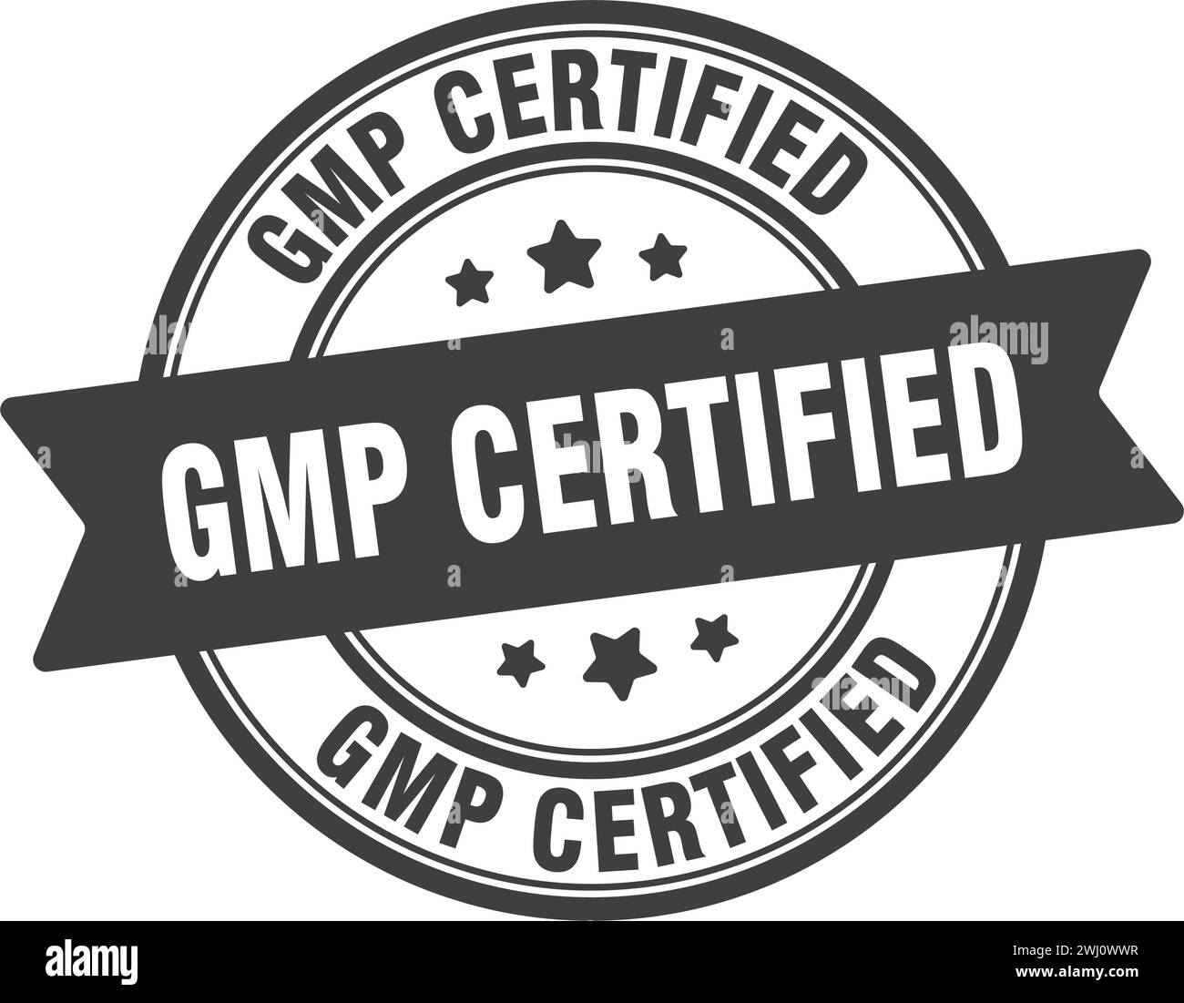 gmp certified stamp. gmp certified round sign. label on transparent ...