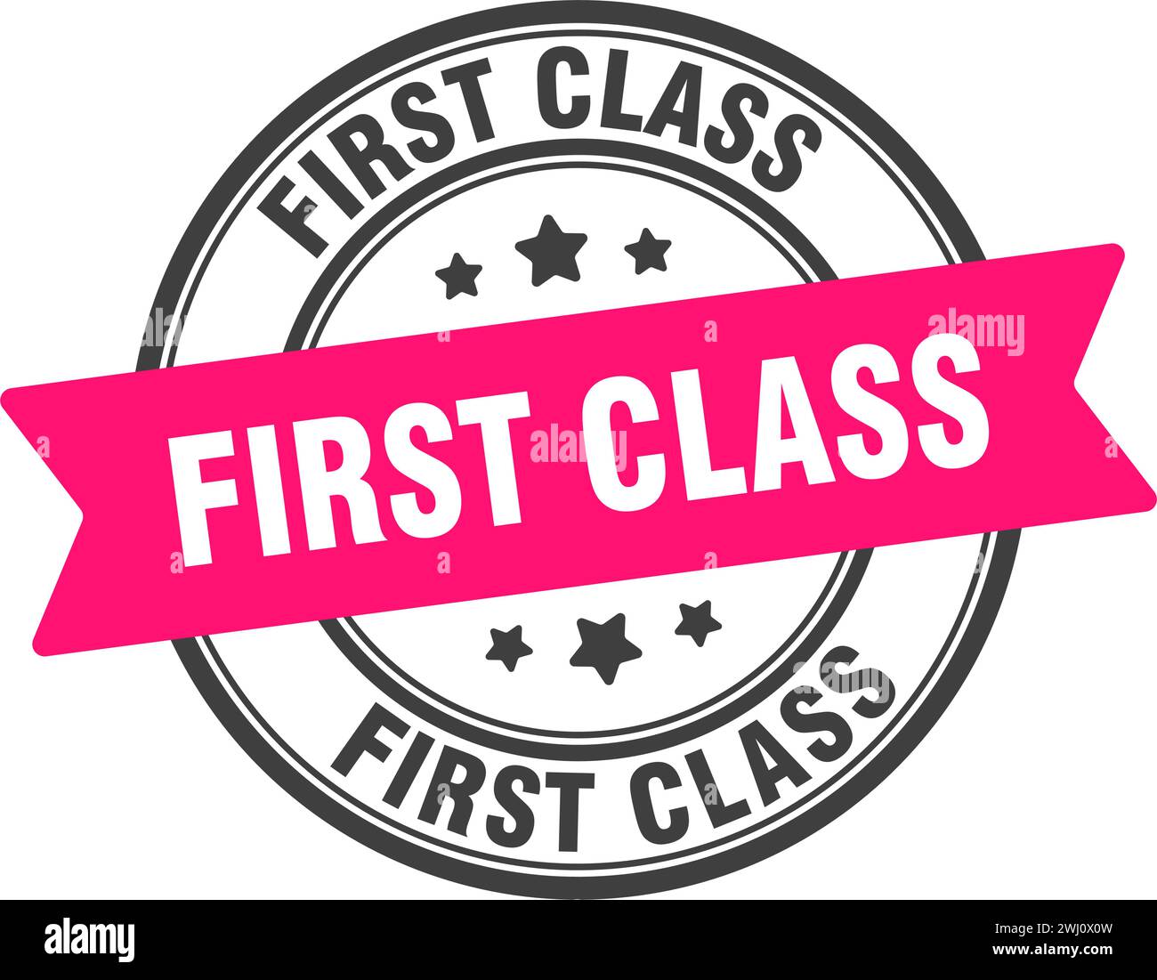 first class stamp. first class round sign. label on transparent ...