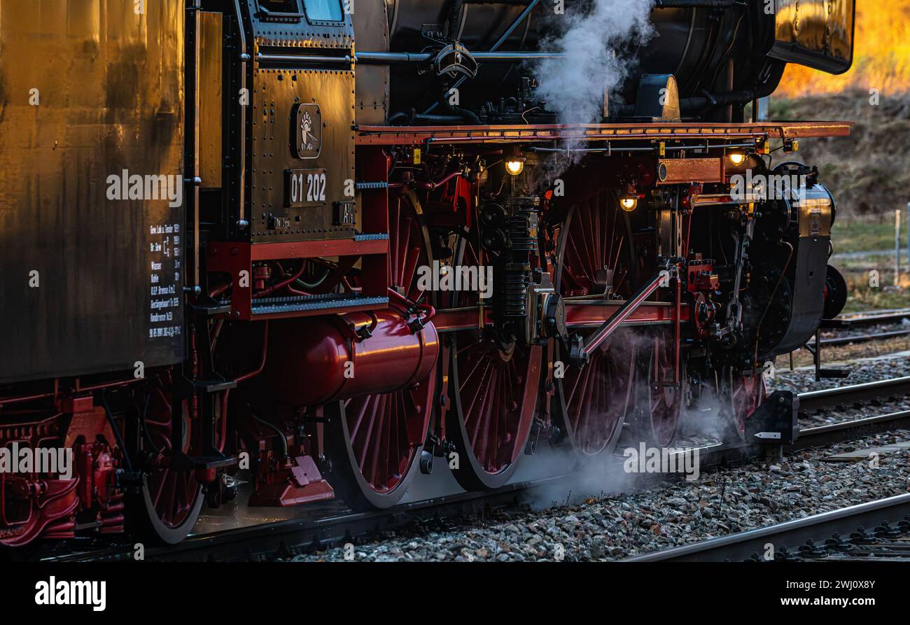 Unter Dampf wartet die Dampflokomotive der Baureihe 01 (BR 01, 01 202 ...
