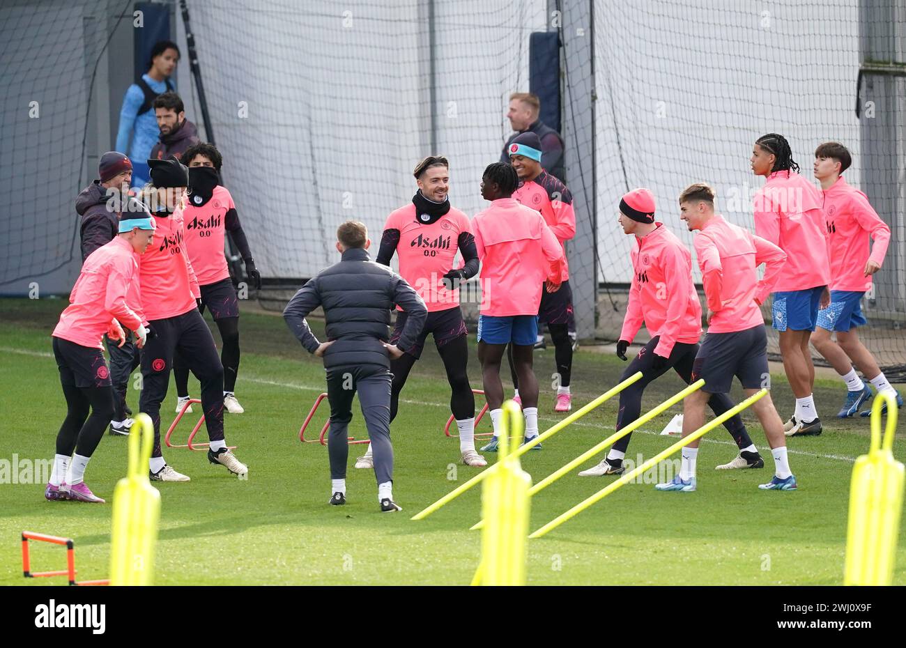 Manchester City players during a training session at the City Football ...