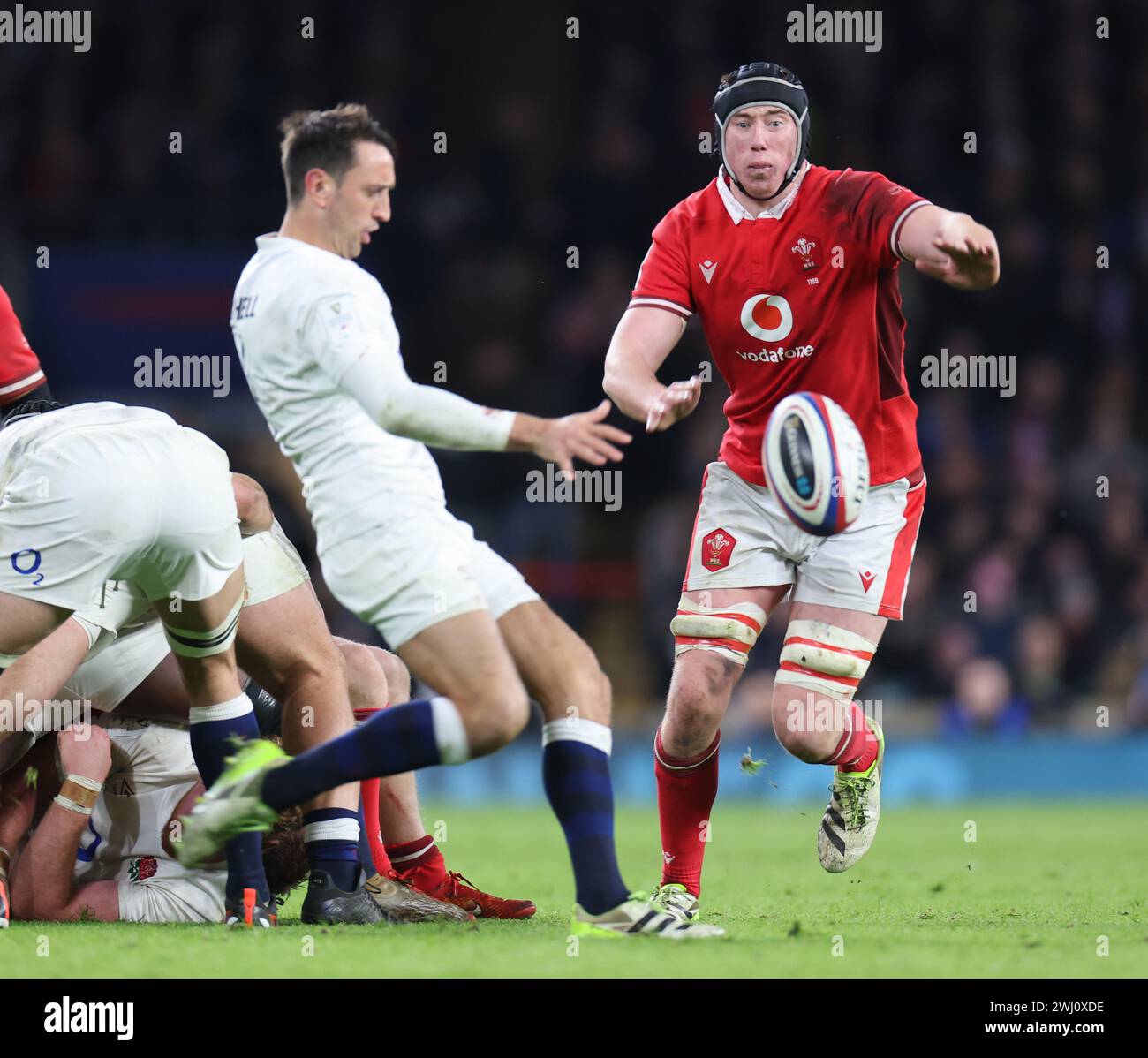 England's Alex Mitchell (Northampton Saints)and Adam Beard (Ospreys)of ...