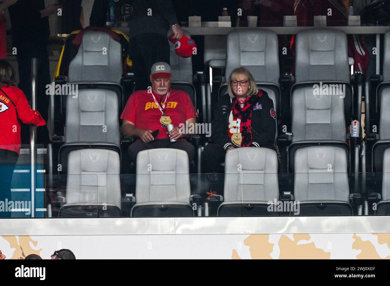 Ed Kelce and Donna Kelce watching Super Bowl LVIII, Allegiant Stadium ...