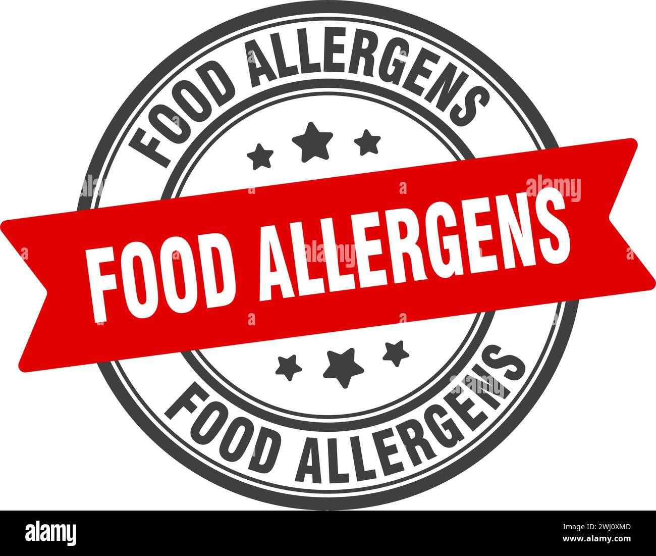 food allergens stamp. food allergens round sign. label on transparent ...
