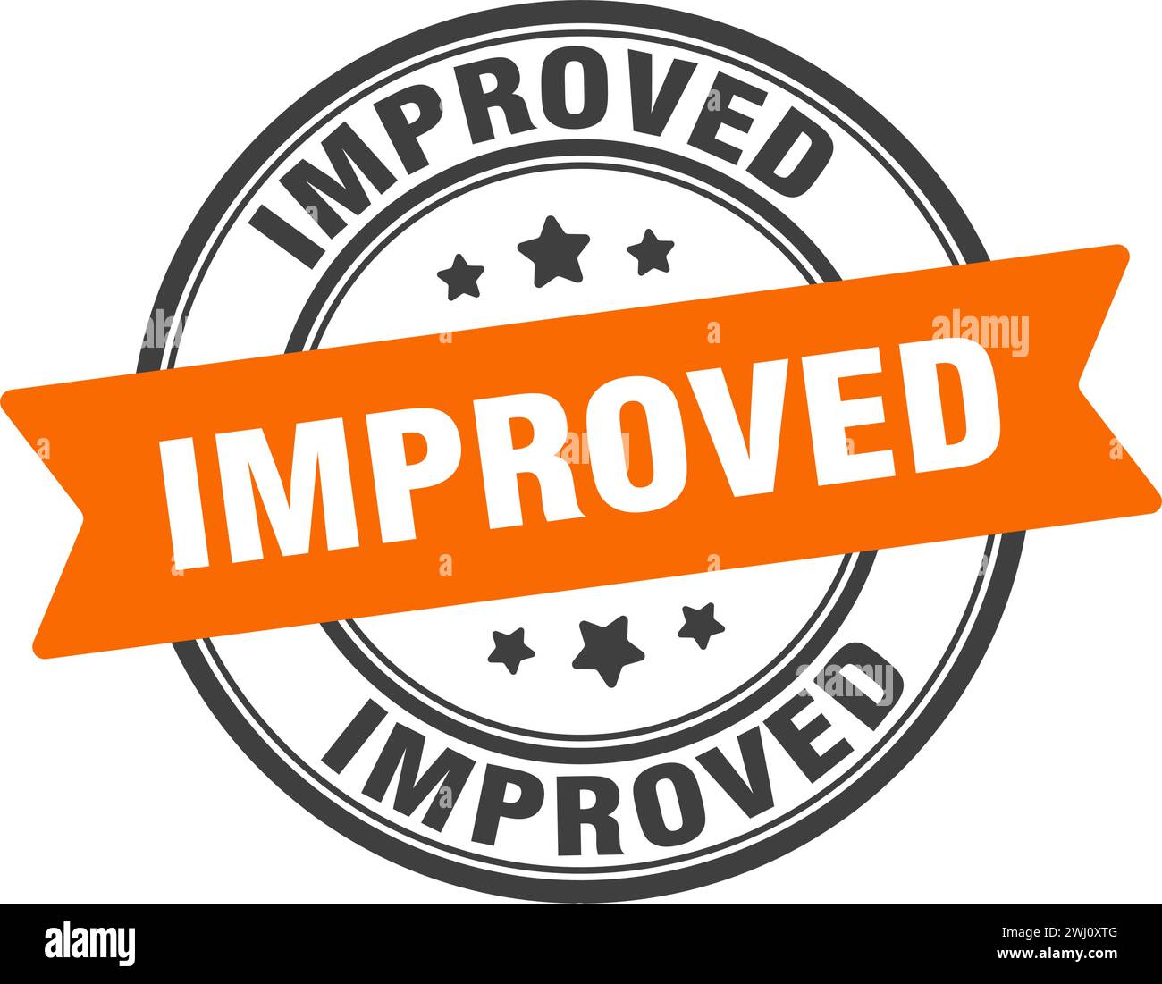 improved stamp. improved round sign. label on transparent background ...