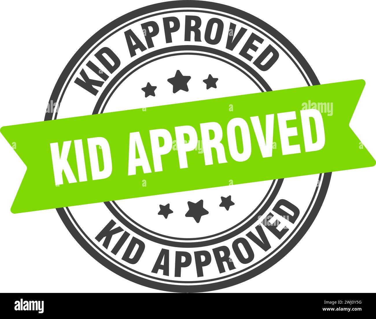 kid approved stamp. kid approved round sign. label on transparent ...