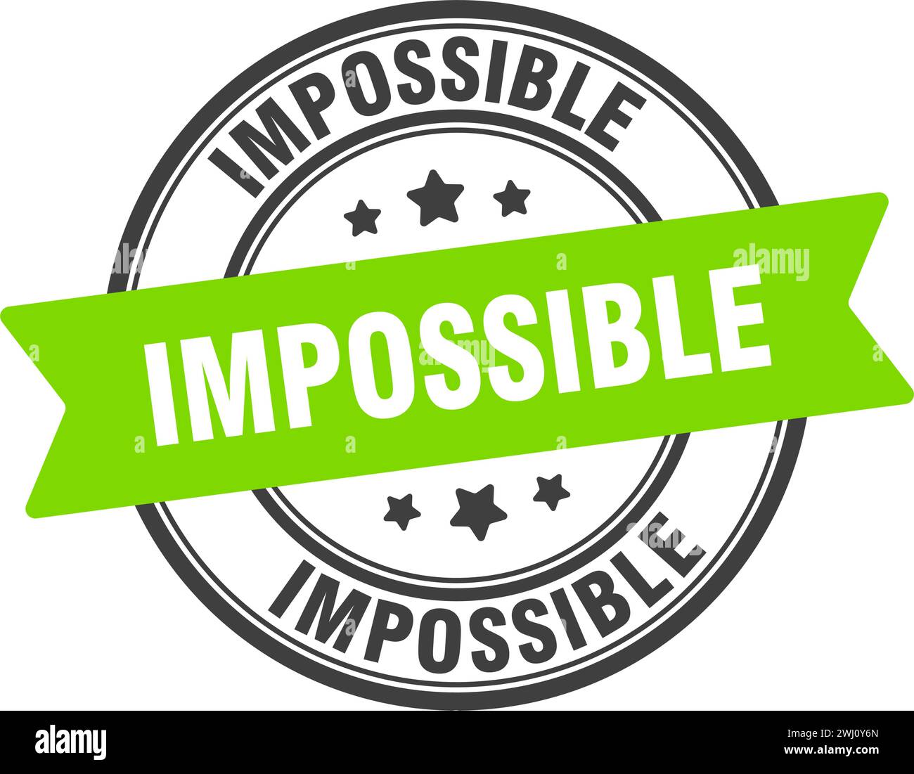 impossible stamp. impossible round sign. label on transparent ...