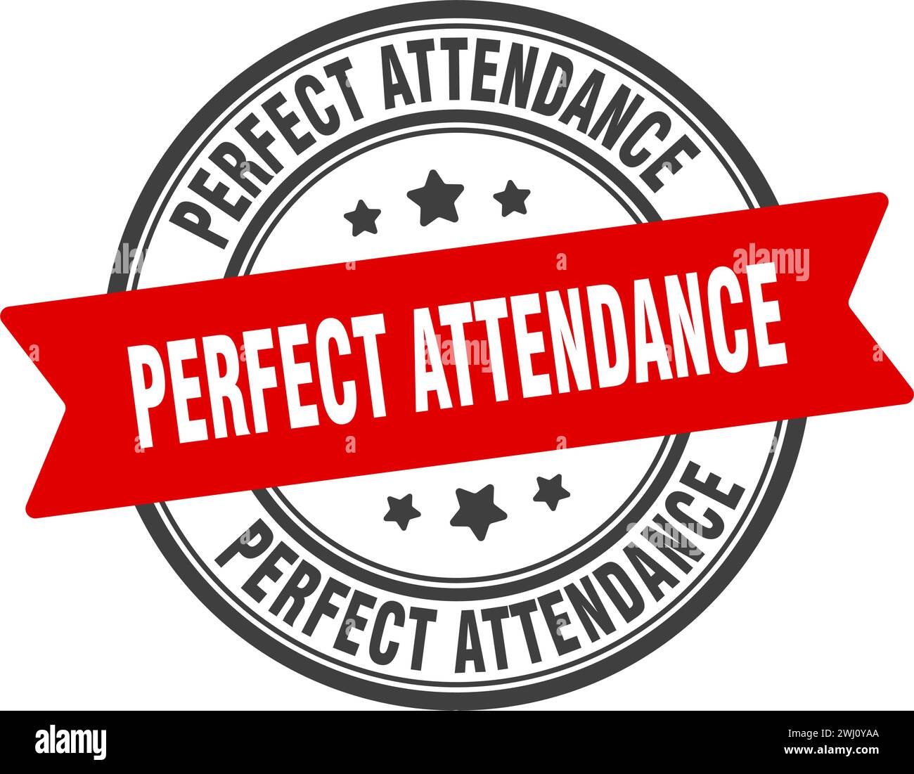 perfect attendance stamp. perfect attendance round sign. label on ...