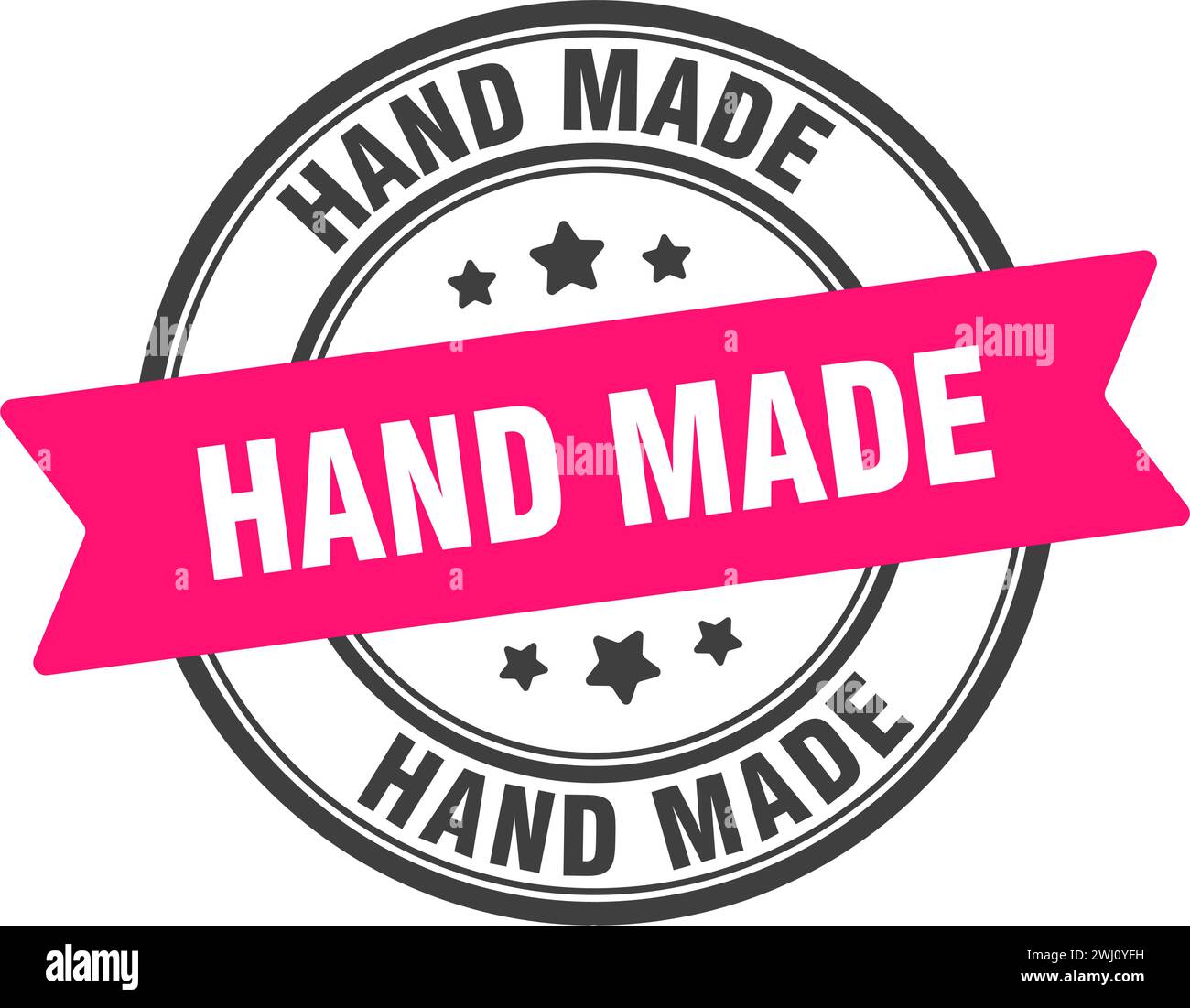 hand made stamp. hand made round sign. label on transparent background ...