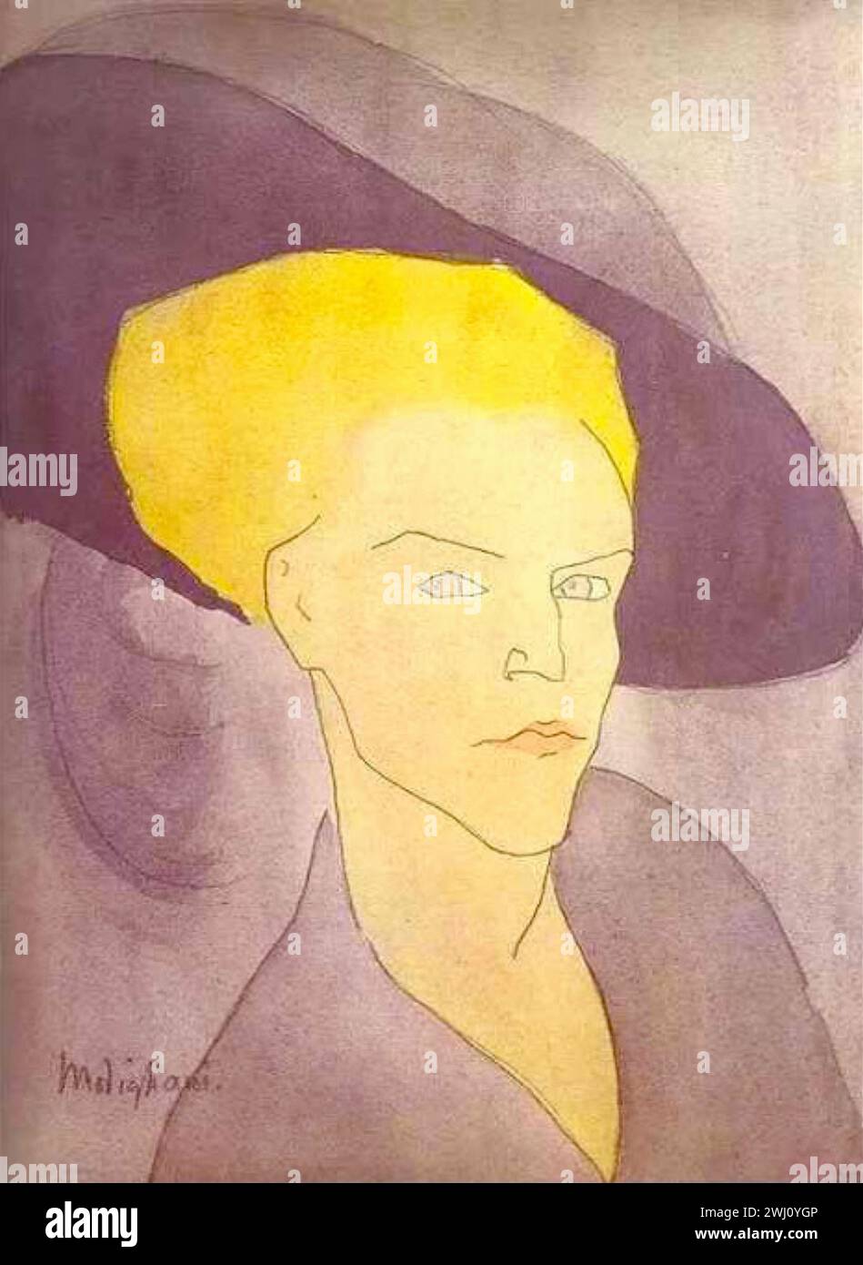 Amedeo Modigliani - Tête de femme coiffée d'un chapeau Stock Photo - Alamy