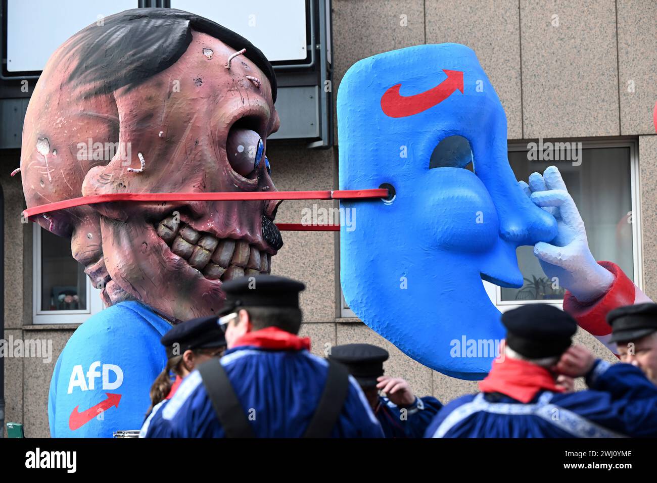 A float showing dictator Adolf Hitler behind an AfD party (Alternative ...