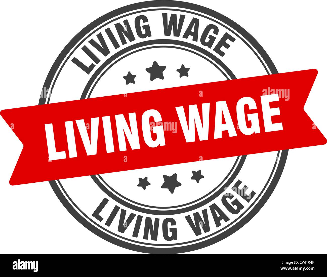 living wage stamp. living wage round sign. label on transparent ...