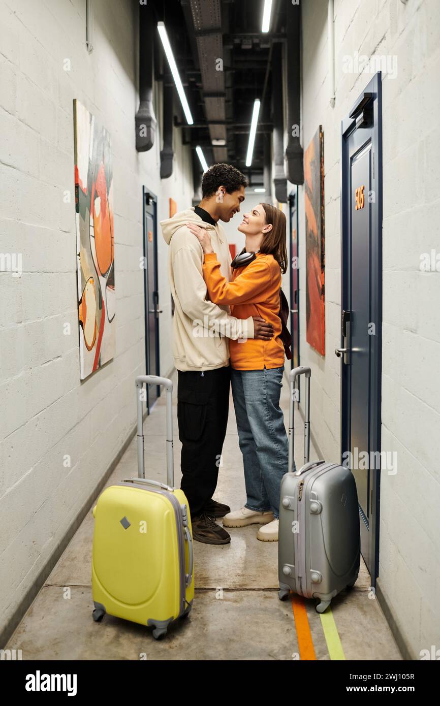 Intimate moment between young multicultural couple facing each other ... Intimate moment between young multicultural couple facing each other ...