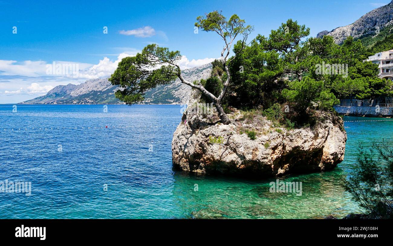 Brela Stone as a landmark of the town of Brela, Dalmatia, Croatia Stock ...