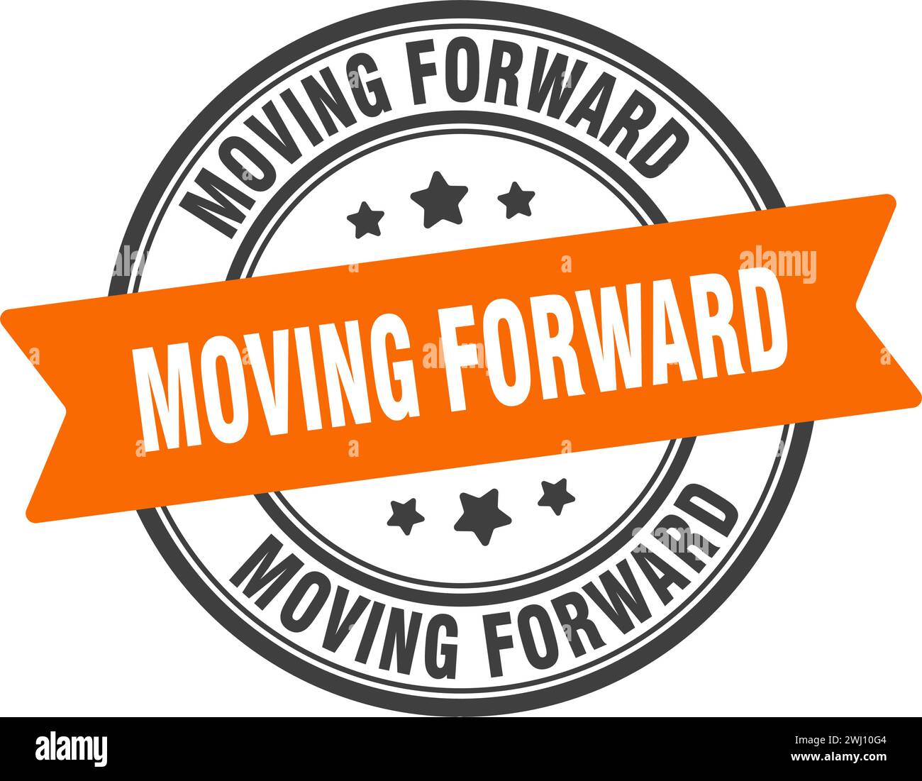 moving forward stamp. moving forward round sign. label on transparent ...