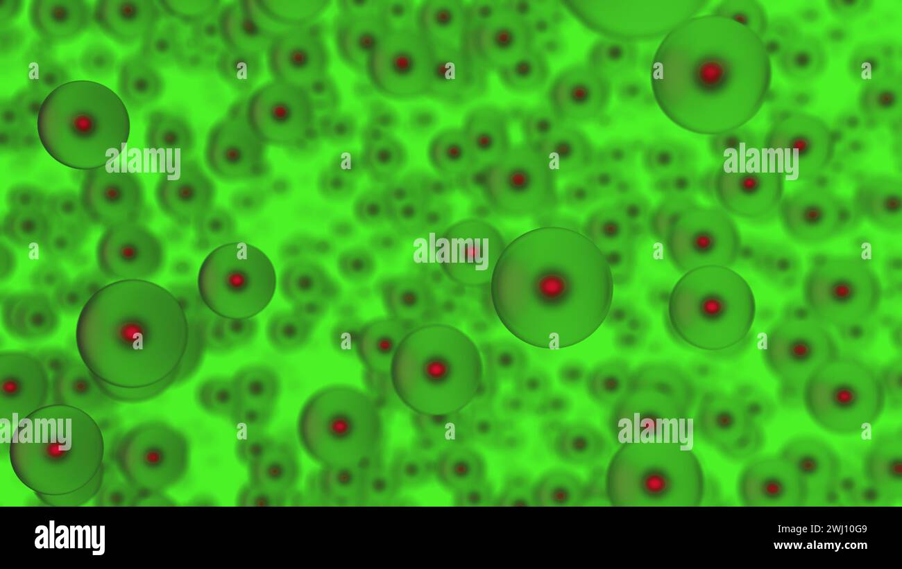 Abstract Floating cells in the green background Stock Photo - Alamy