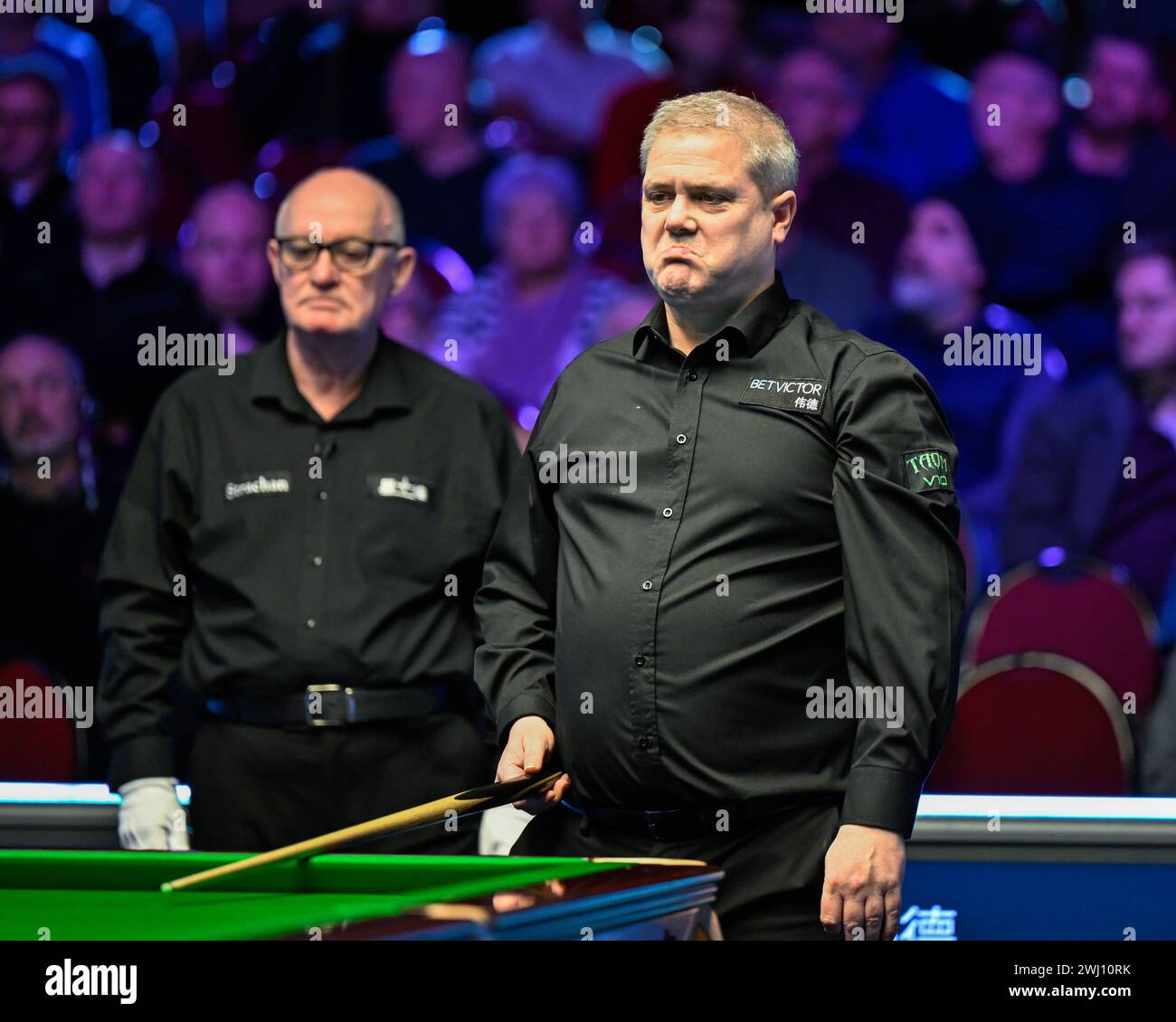 Robert Milkins reacts, during the 2024 BetVictor Welsh Open at Venue ...