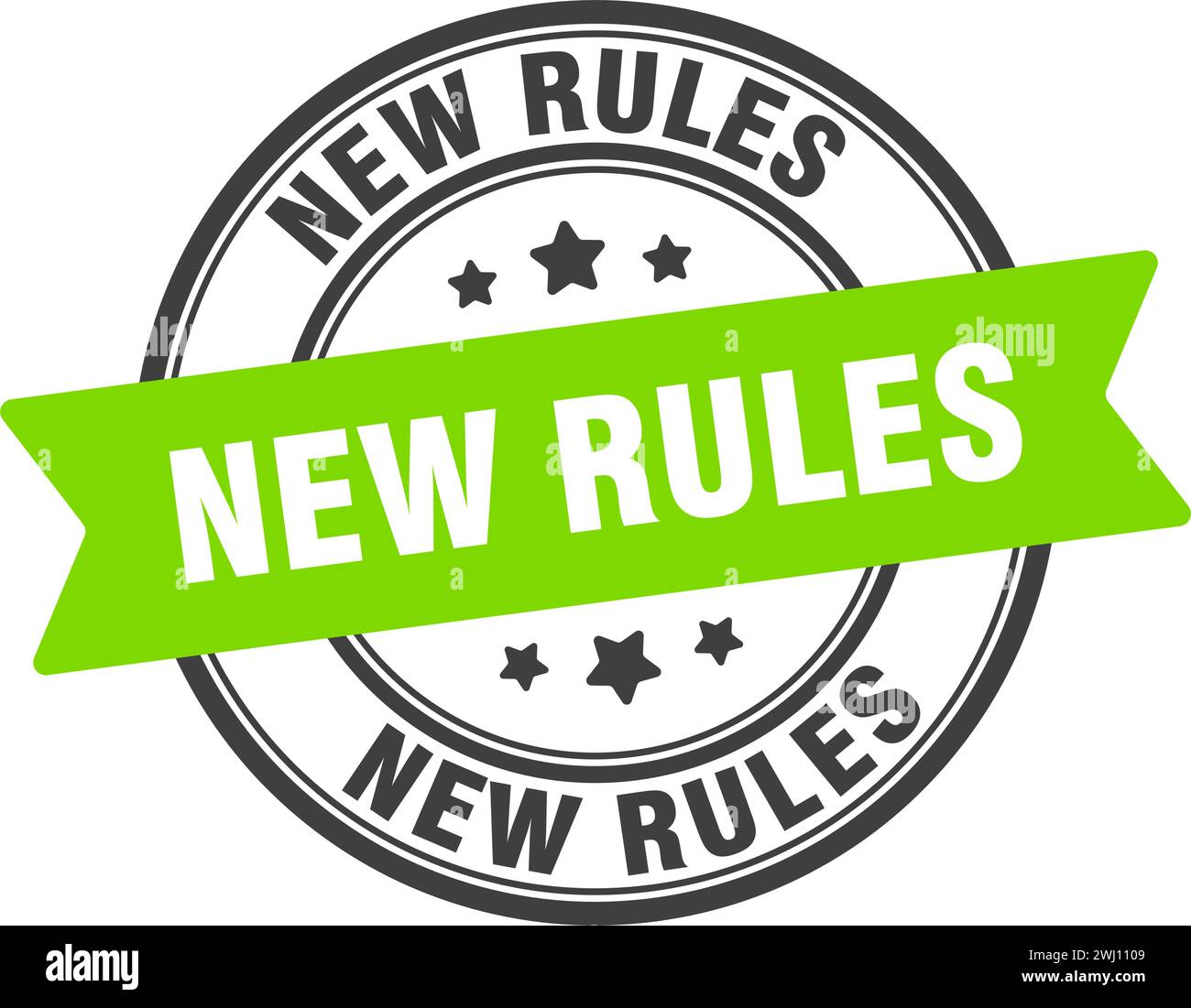 new rules stamp. new rules round sign. label on transparent background ...