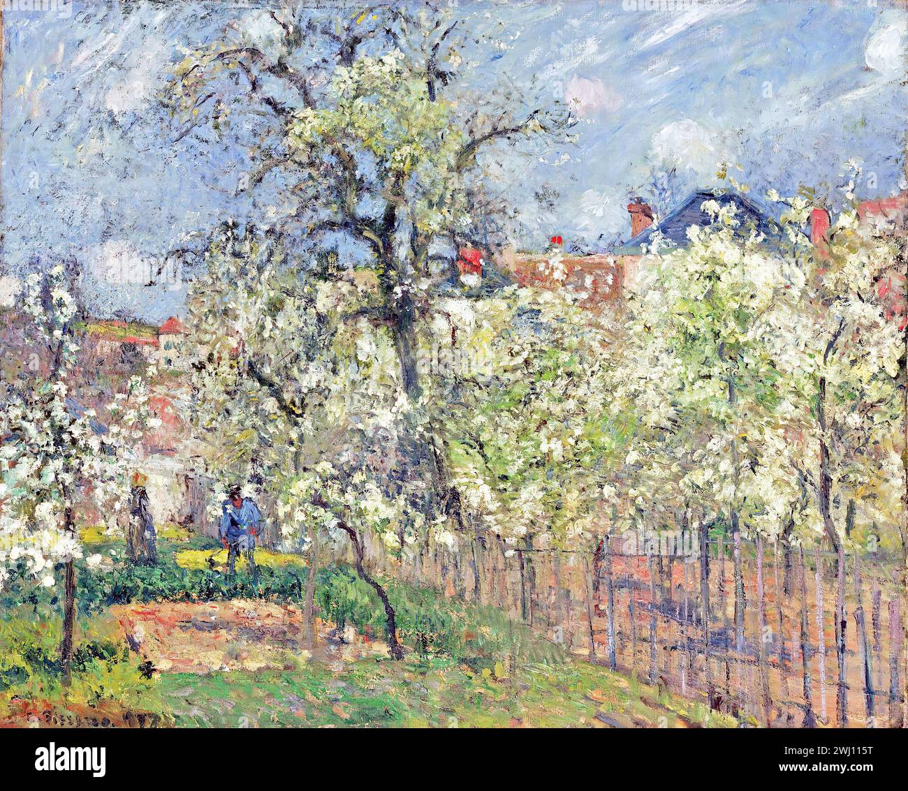 Camille Pissarro - Le jardin de Maubuisson, Pontoise, poiriers en fleur ...