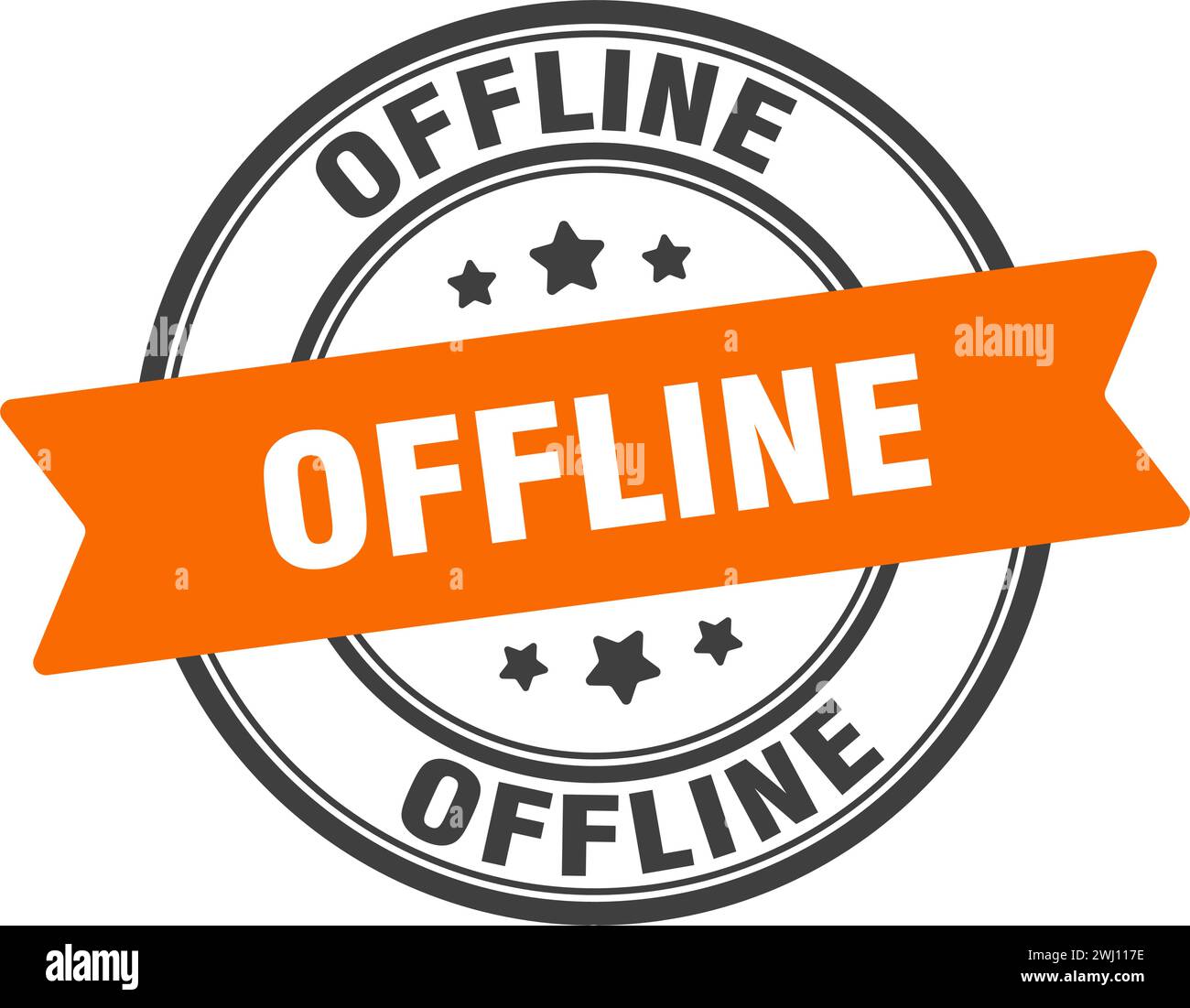 offline stamp. offline round sign. label on transparent background ...