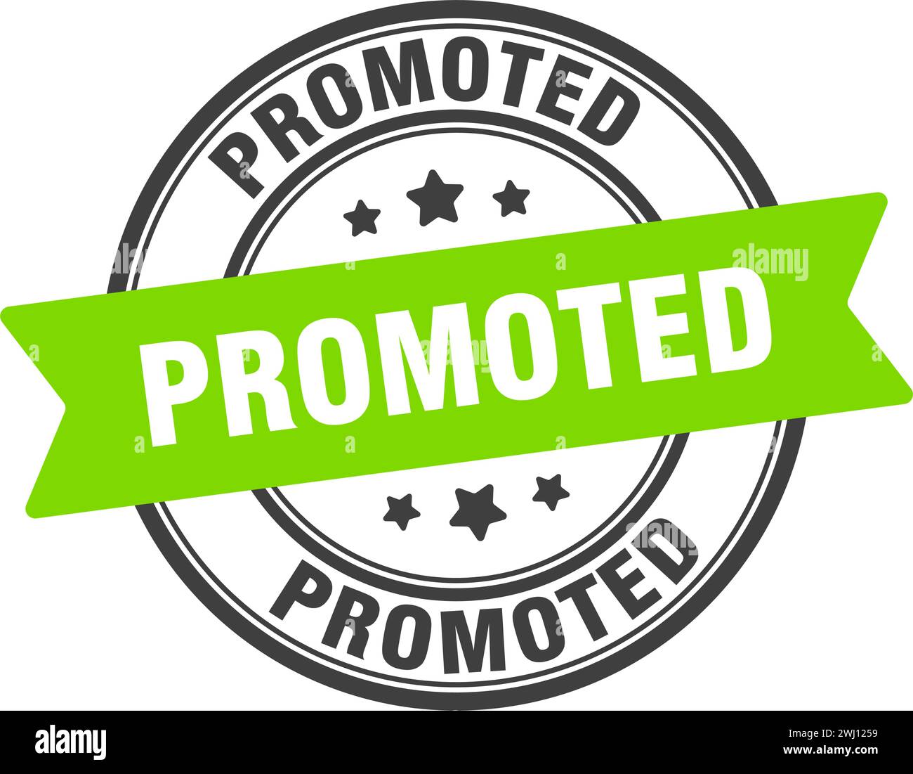 promoted stamp. promoted round sign. label on transparent background ...