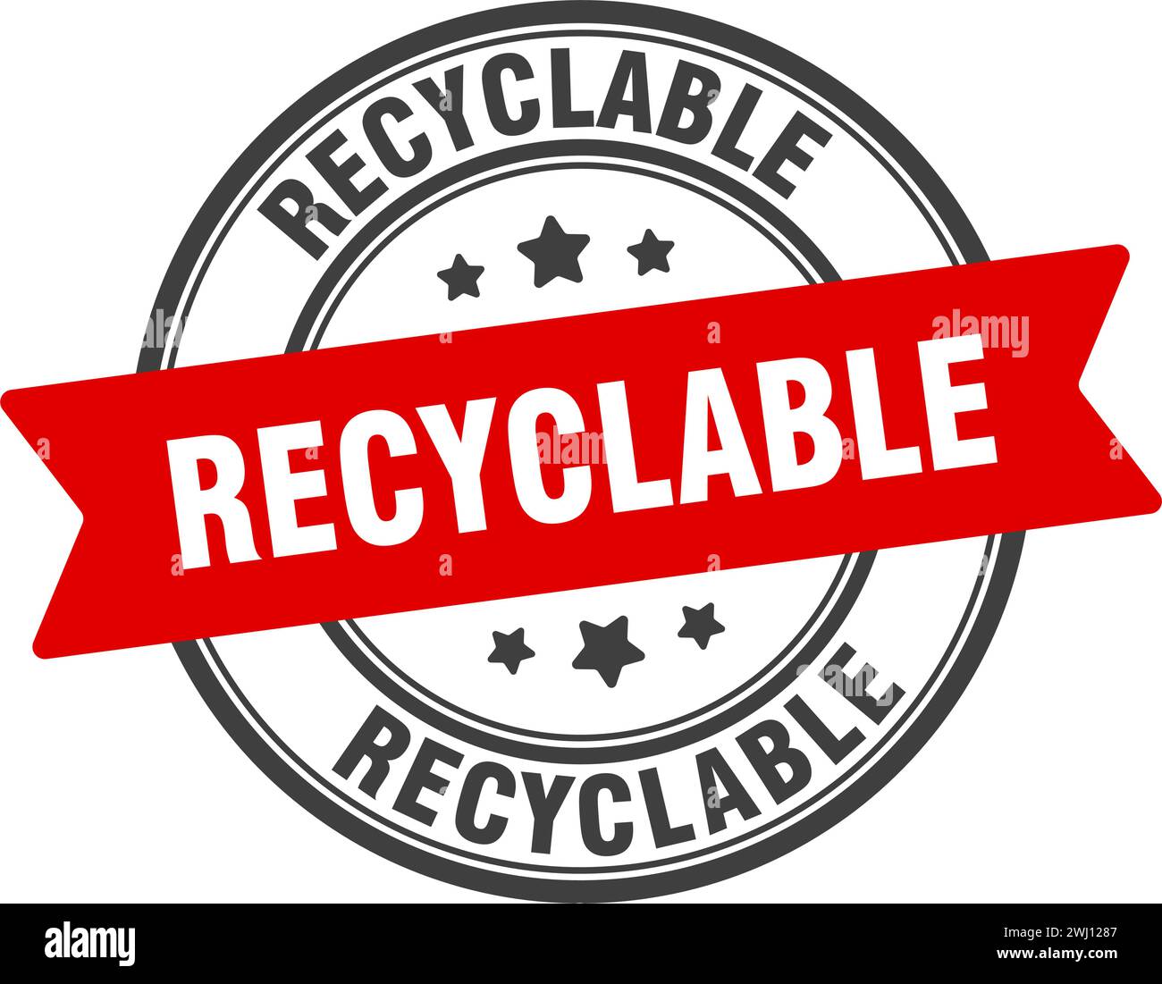 recyclable stamp. recyclable round sign. label on transparent ...