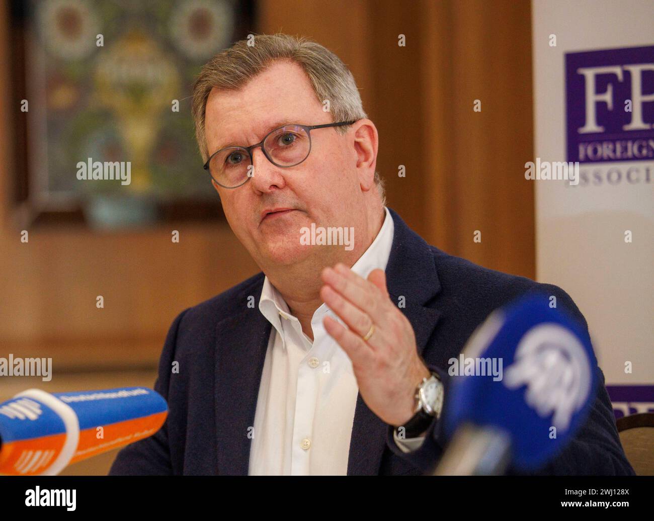 London, UK. 12th Feb, 2024. Sir Jeffrey Donaldson, Leader of the ...