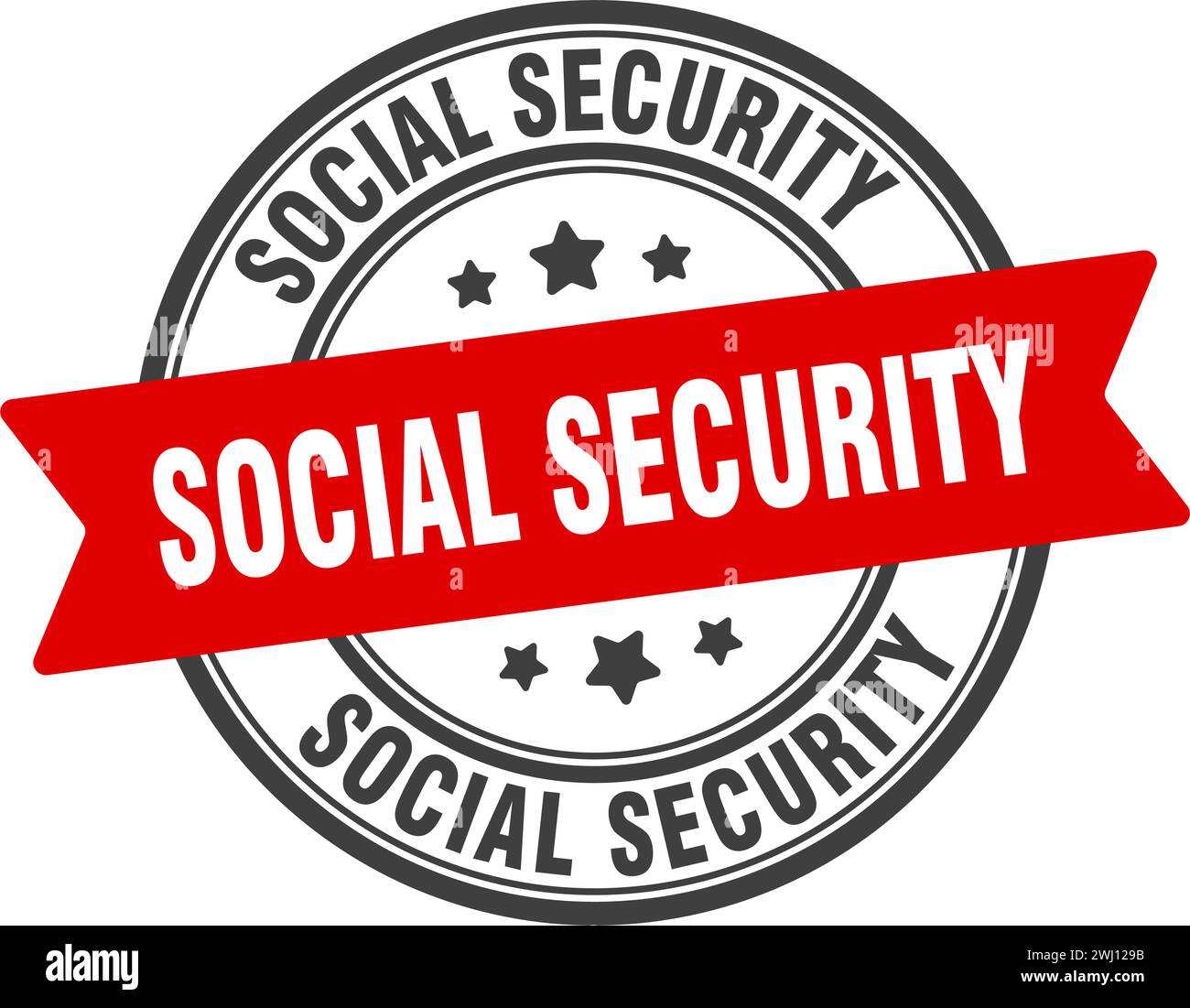 social security stamp. social security round sign. label on transparent ...