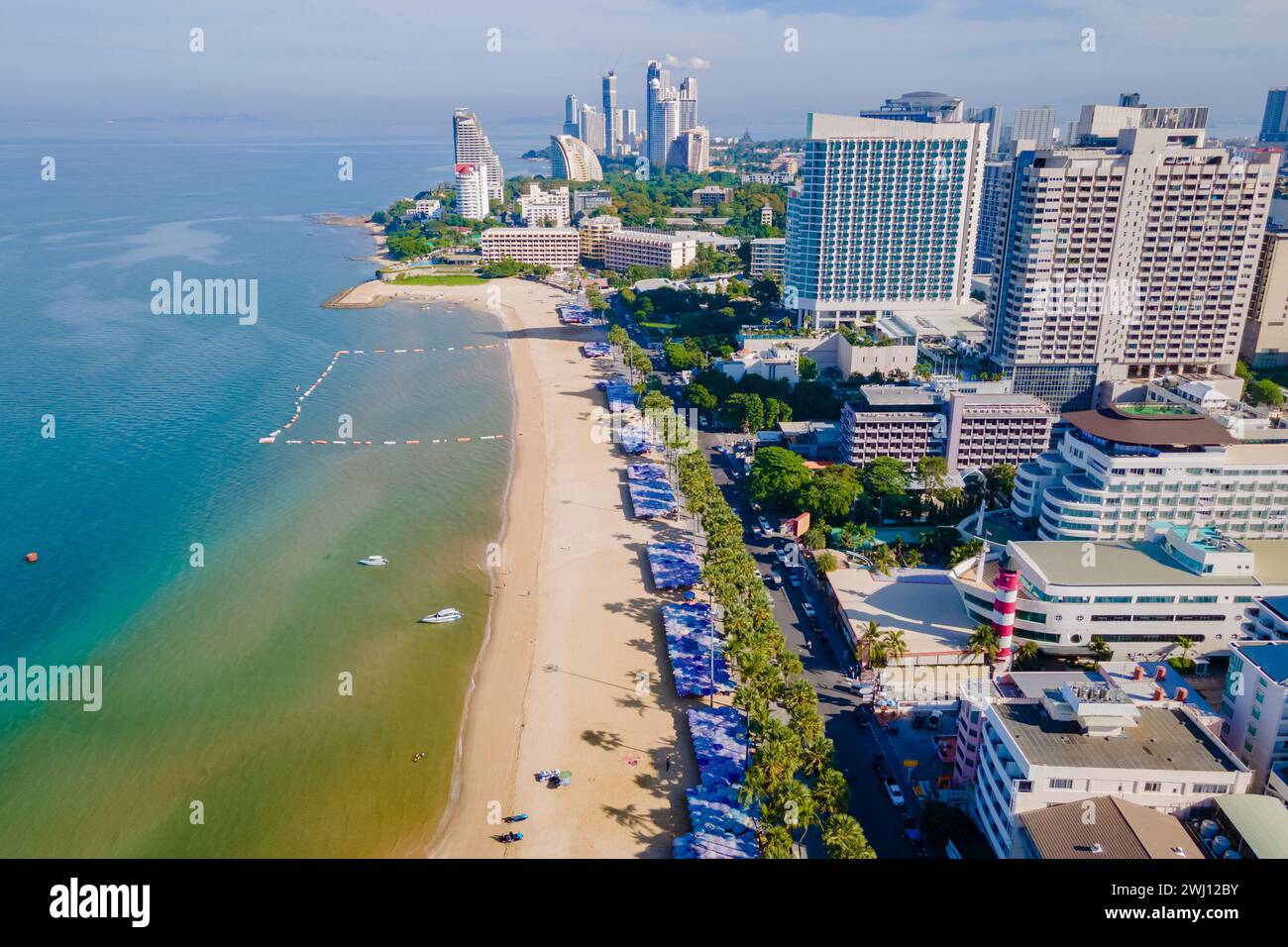 Pattaya Thailand, a view of the beach road with hotels and skycraper ...