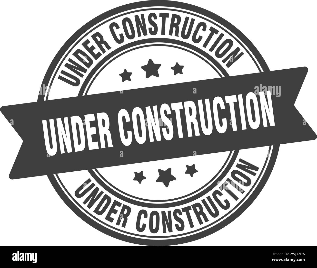 under construction stamp. under construction round sign. label on ...