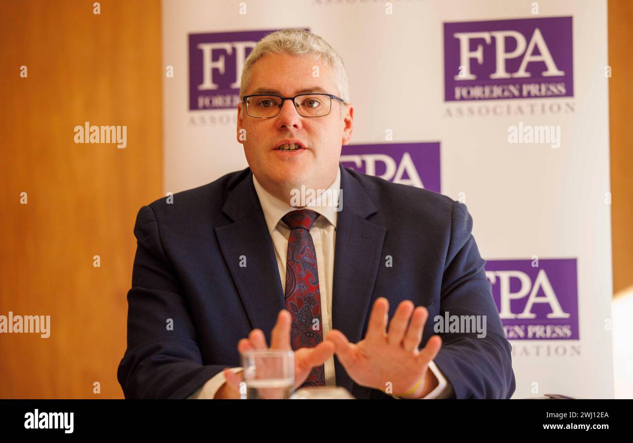 London, UK. 12th Feb, 2024. Gavin Robinson Sir Jeffrey Donaldson, Leader of the Democratic ...