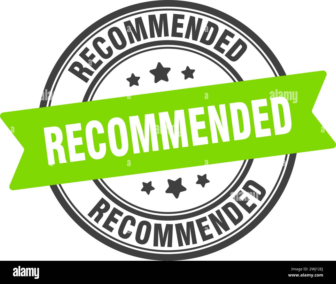 recommended stamp. recommended round sign. label on transparent ...