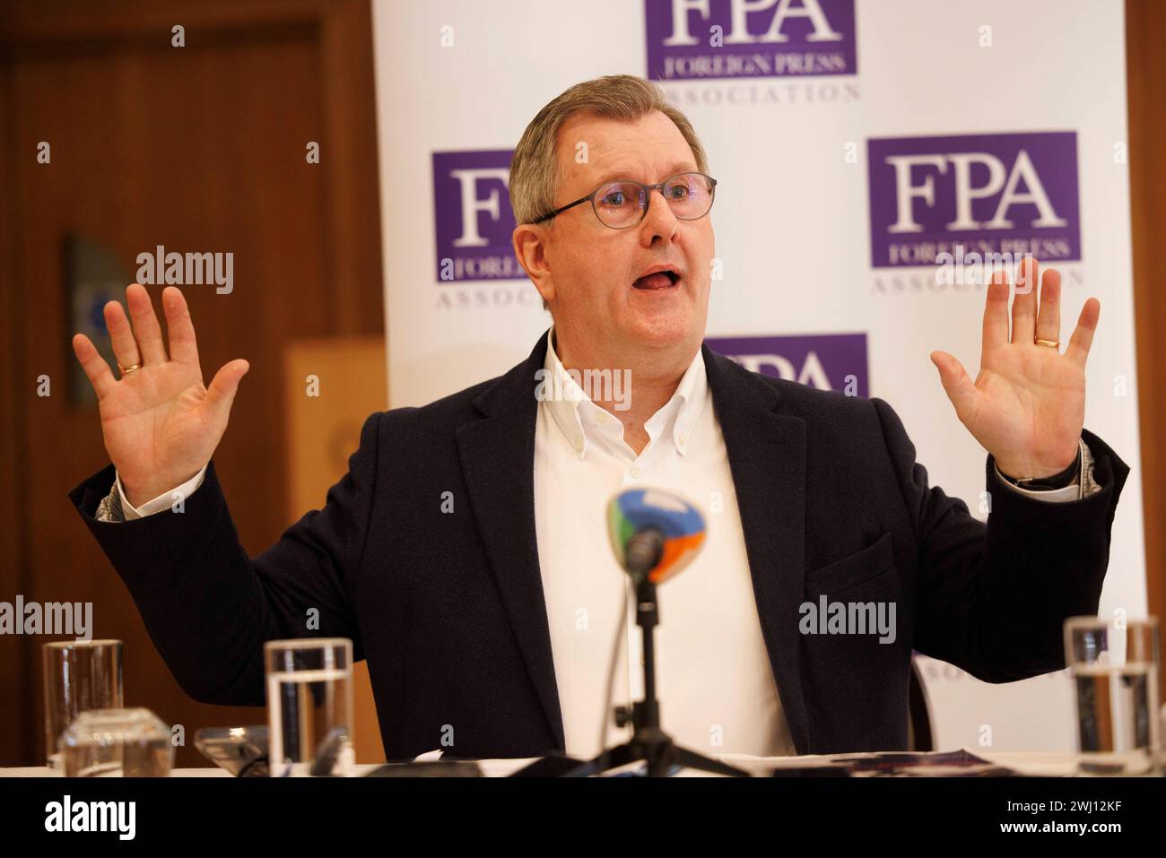 London, UK. 12th Feb, 2024. Sir Jeffrey Donaldson, Leader of the ...
