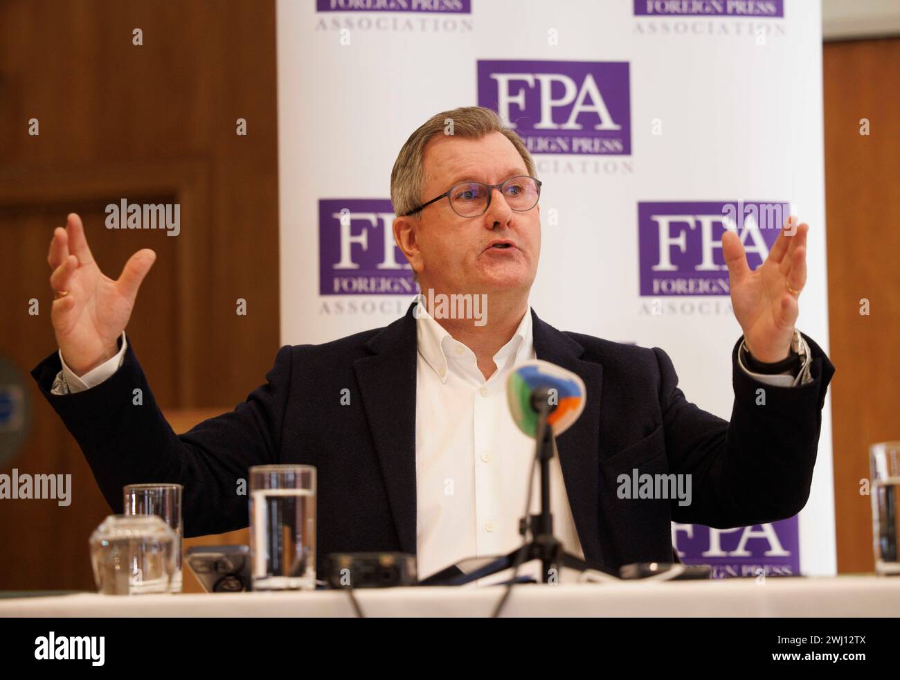London, UK. 12th Feb, 2024. Sir Jeffrey Donaldson, Leader of the ...