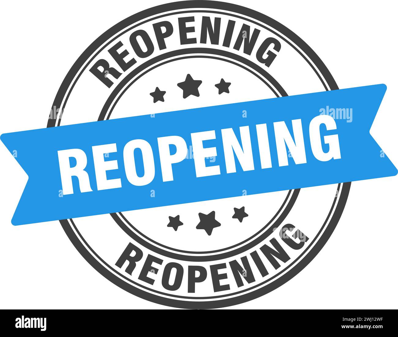 reopening stamp. reopening round sign. label on transparent background ...