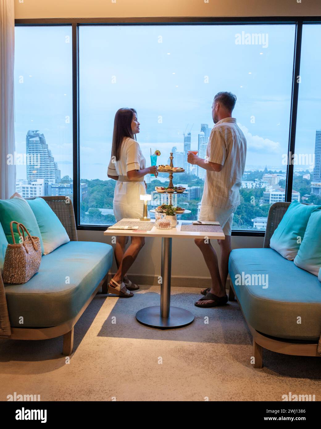 Roof top bar in Pattaya Thailand with cocktails and snacks by the ...