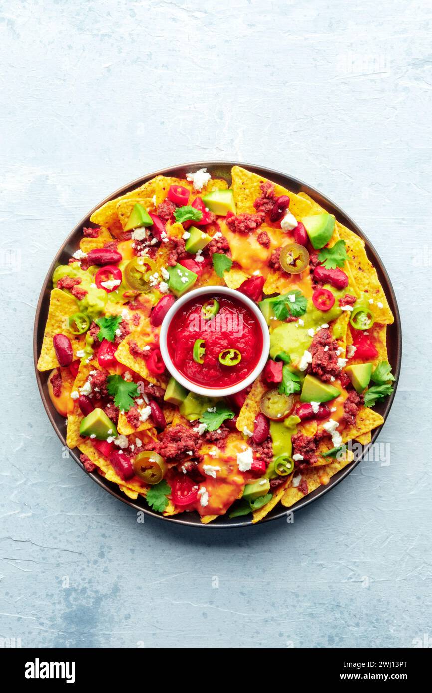 Nachos loaded salsa cheese hi-res stock photography and images - Alamy