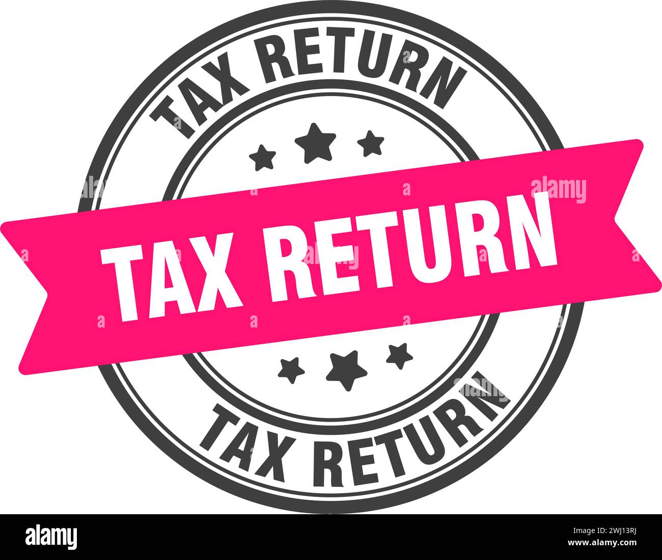 tax return stamp. tax return round sign. label on transparent ...