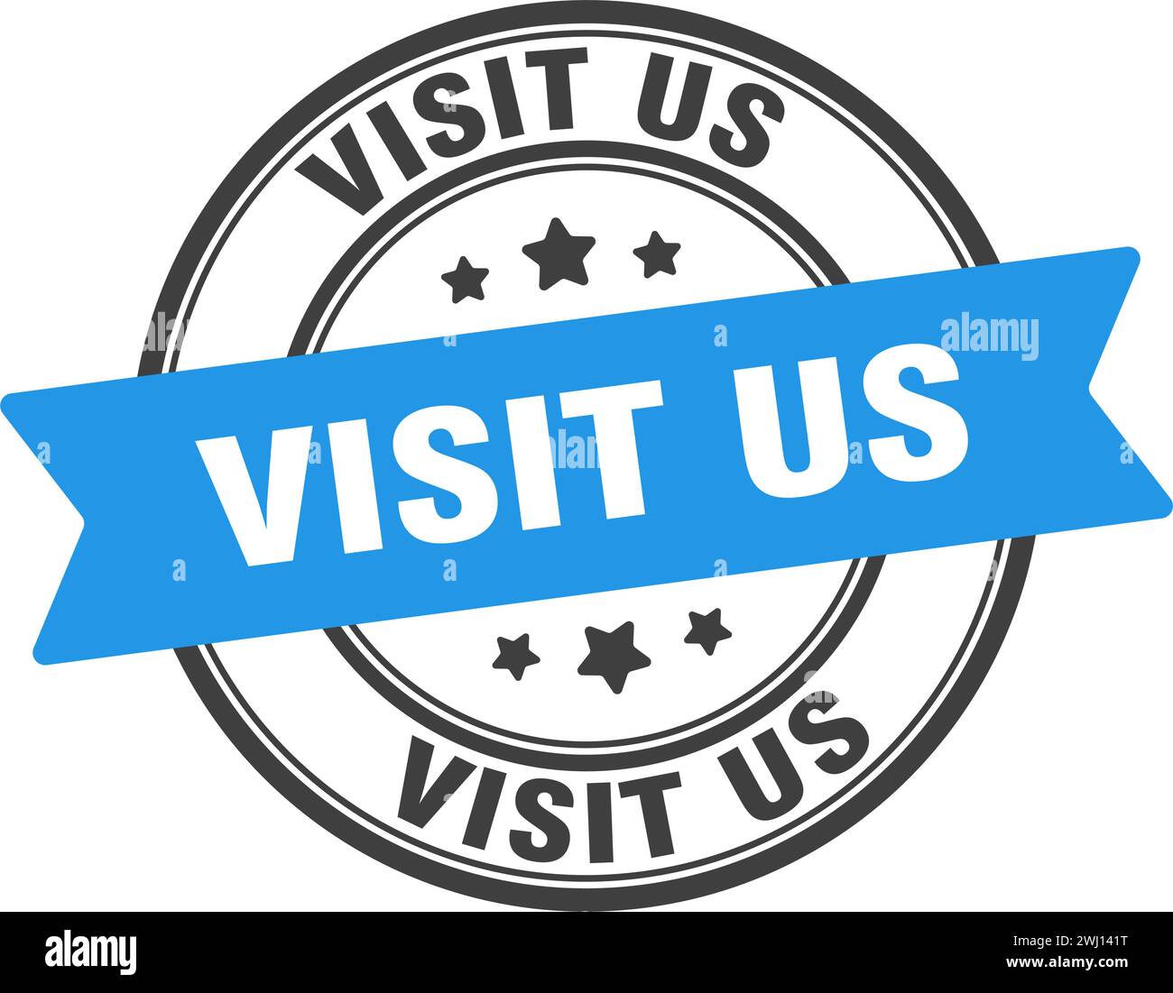 visit us stamp. visit us round sign. label on transparent background ...